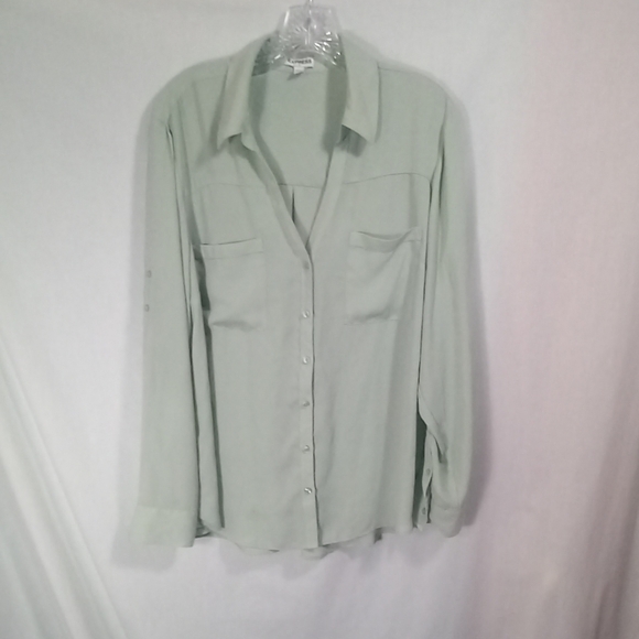 Express | Tops | Express Mint Green Convertible Sleeve Button Down ...